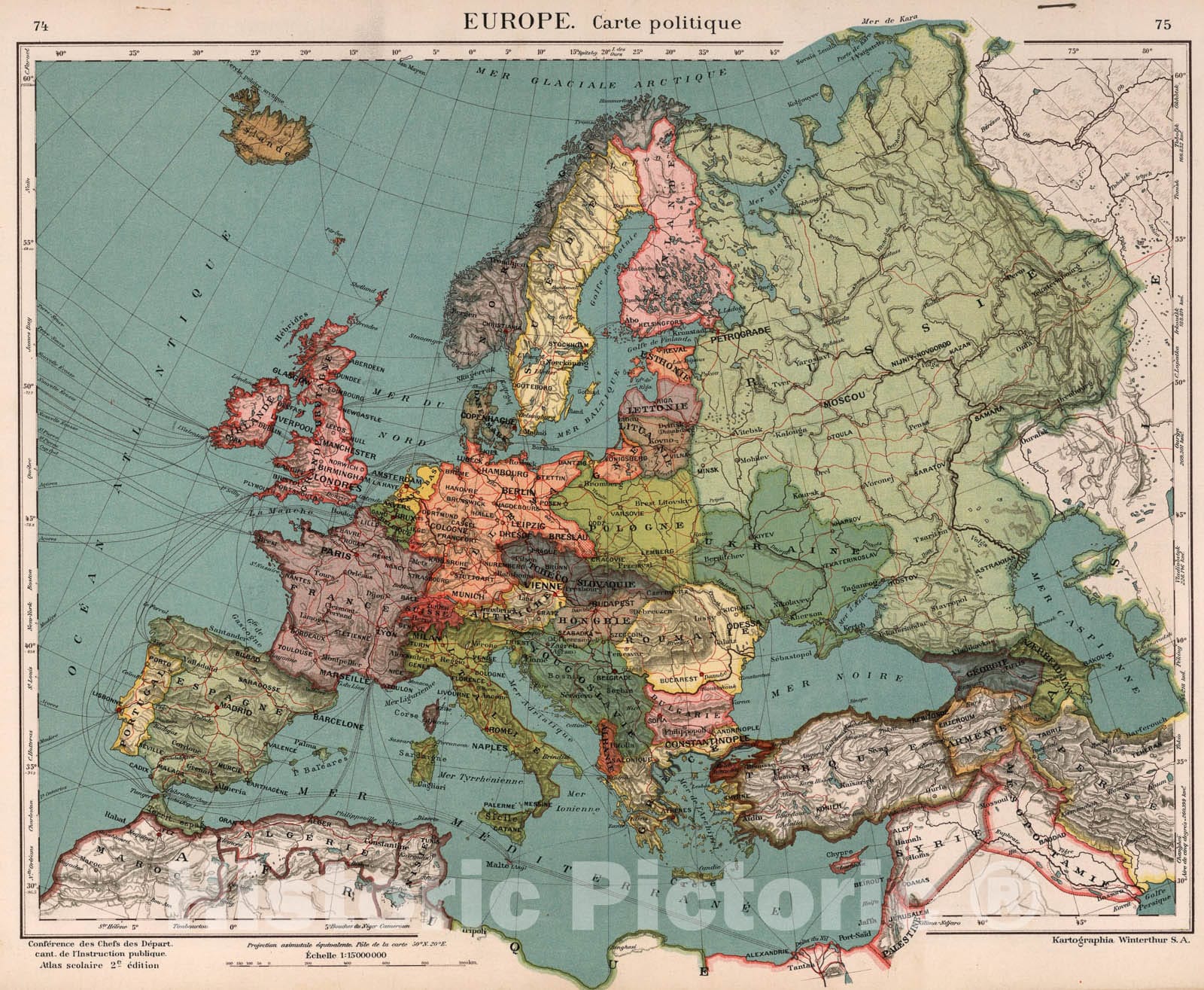 Historic Map : Europe. Carte Politique, 1921, Vintage Wall Art ...