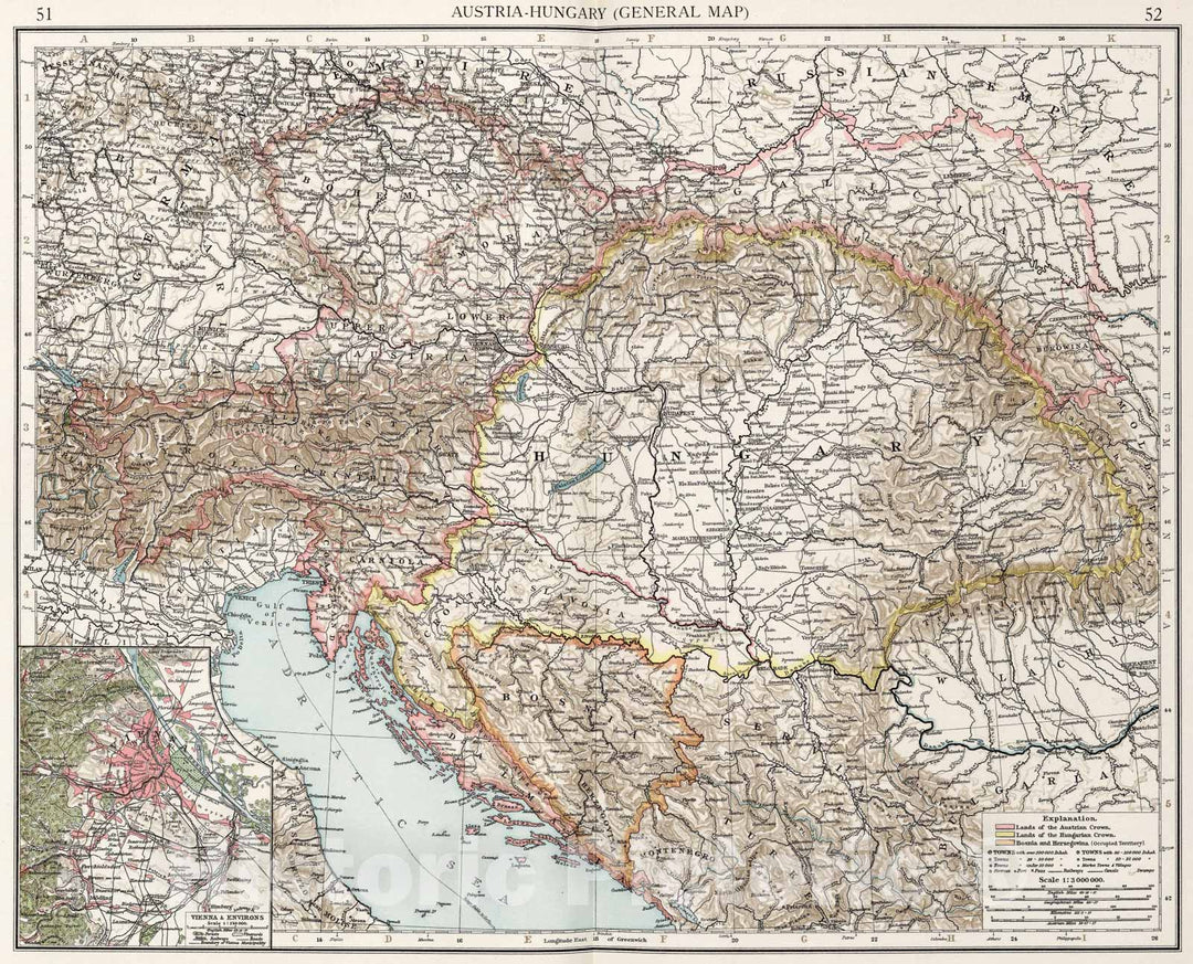 Historic Map : Austria-Hungary (General map), 1900, Vintage Wall Art ...
