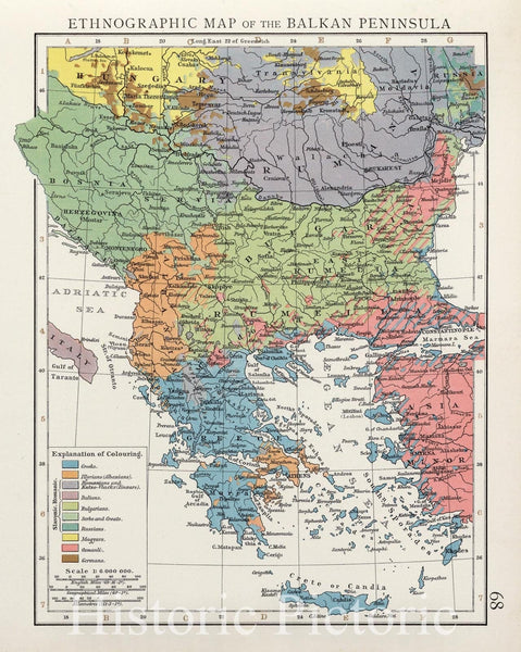 Historic Map : Ethnographic map of the Balkan Peninsula., 1900, Vintag ...