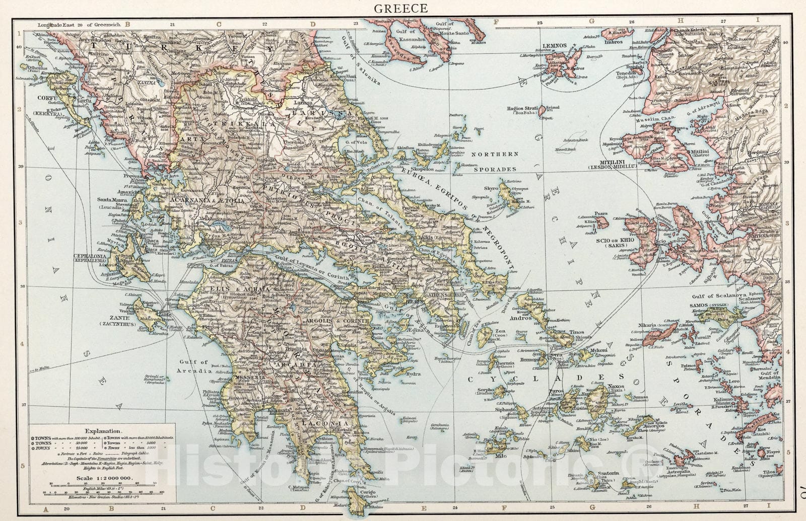 Historic Map : Greece, 1900, Vintage Wall Art – Historic Pictoric