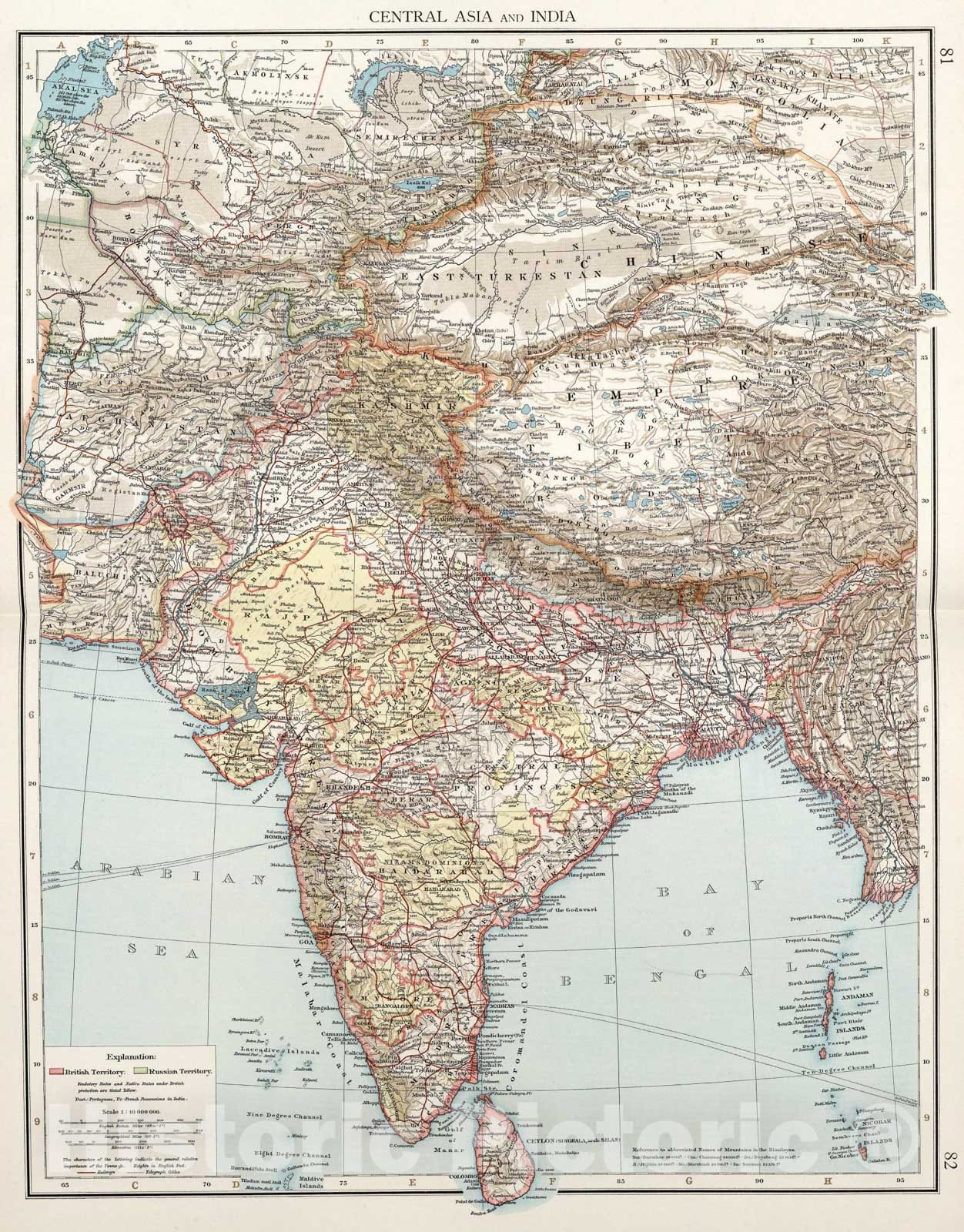 Historic Map : Central Asia and India, 1900, Vintage Wall Art ...