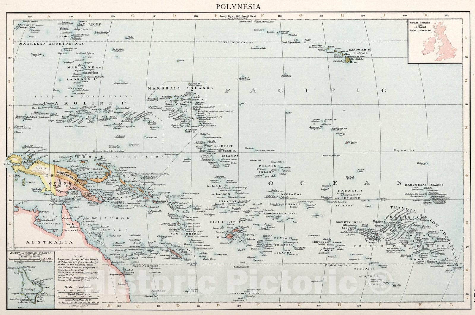 Historic Map : Polynesia, 1900, Vintage Wall Art – Historic Pictoric