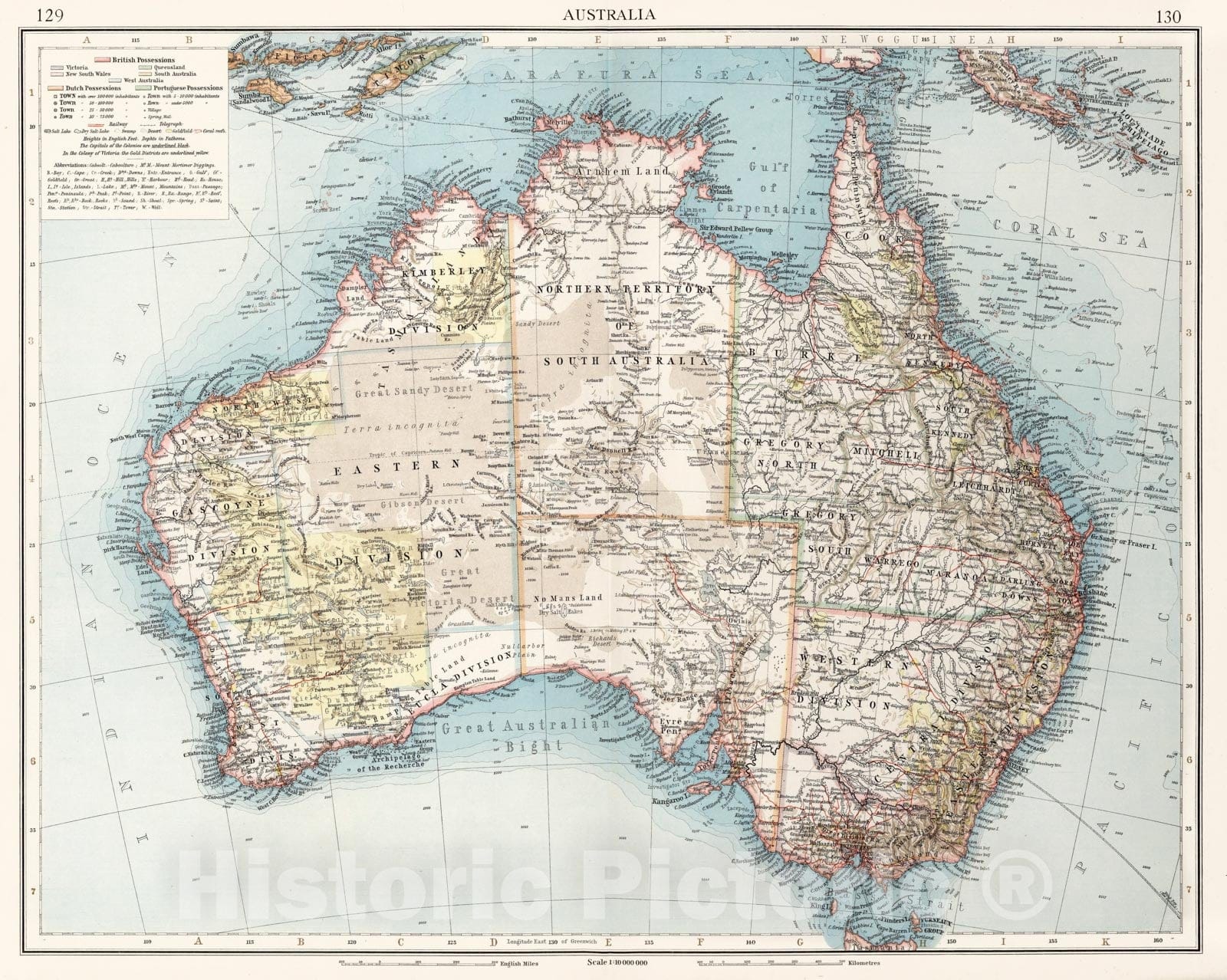 Australia Railroad Map 1900 - The Times Atlas Print – Historic Pictoric