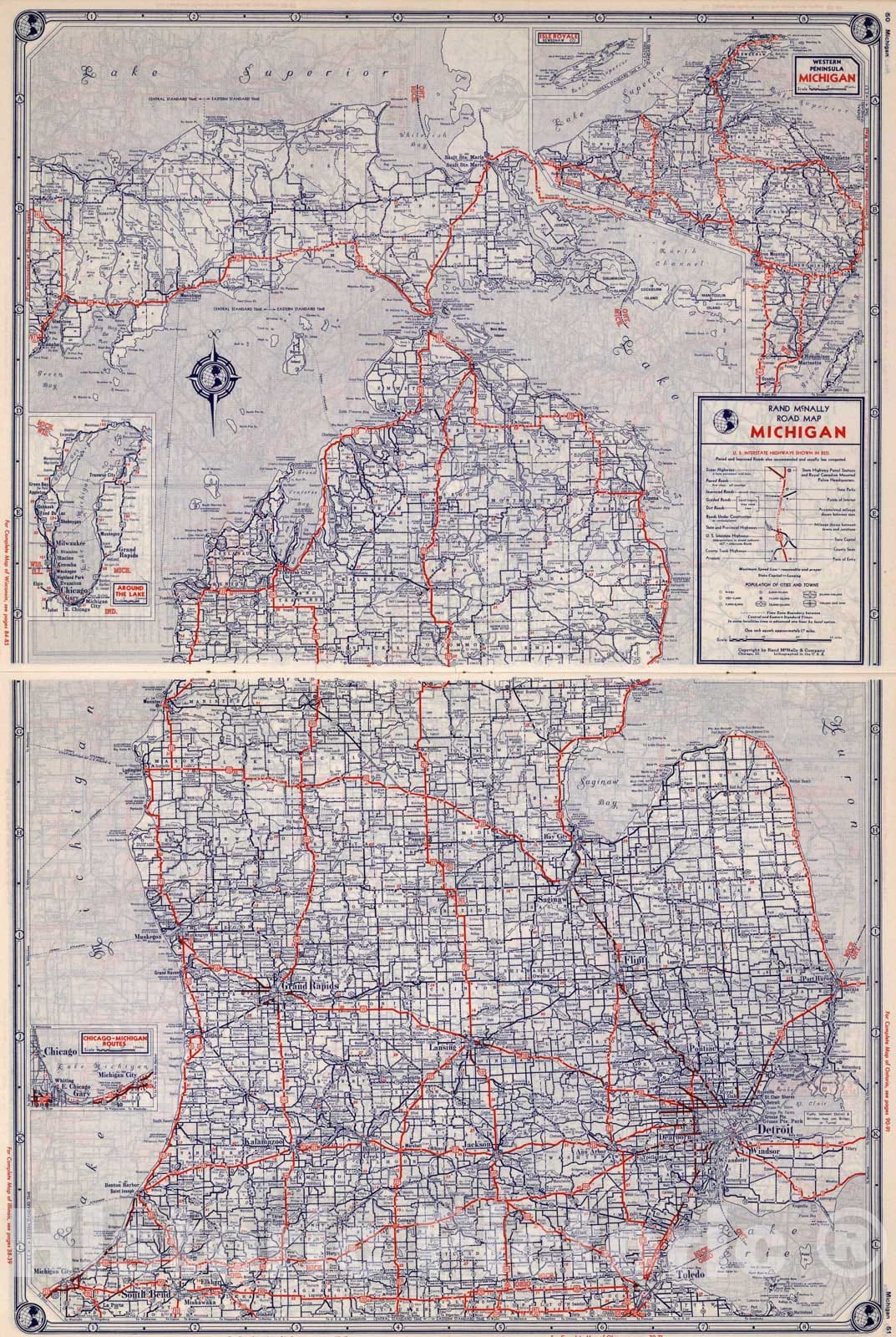 Michigan Road Map 1939 | State Farm Atlas Print | Historic Pictoric