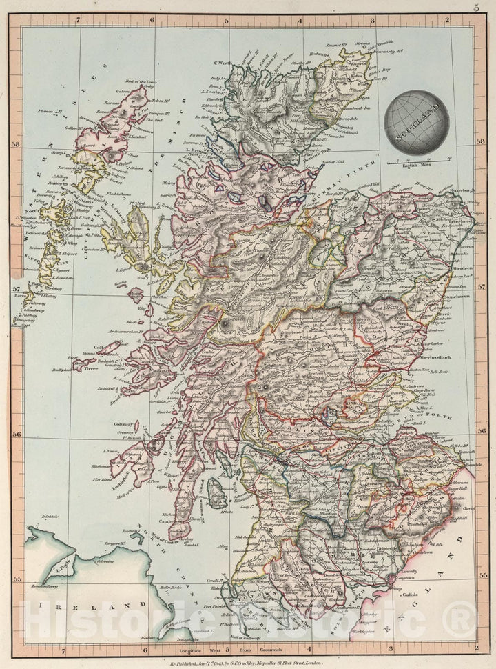 Historic Map : Scotland, 1845, Vintage Wall Art – Historic Pictoric