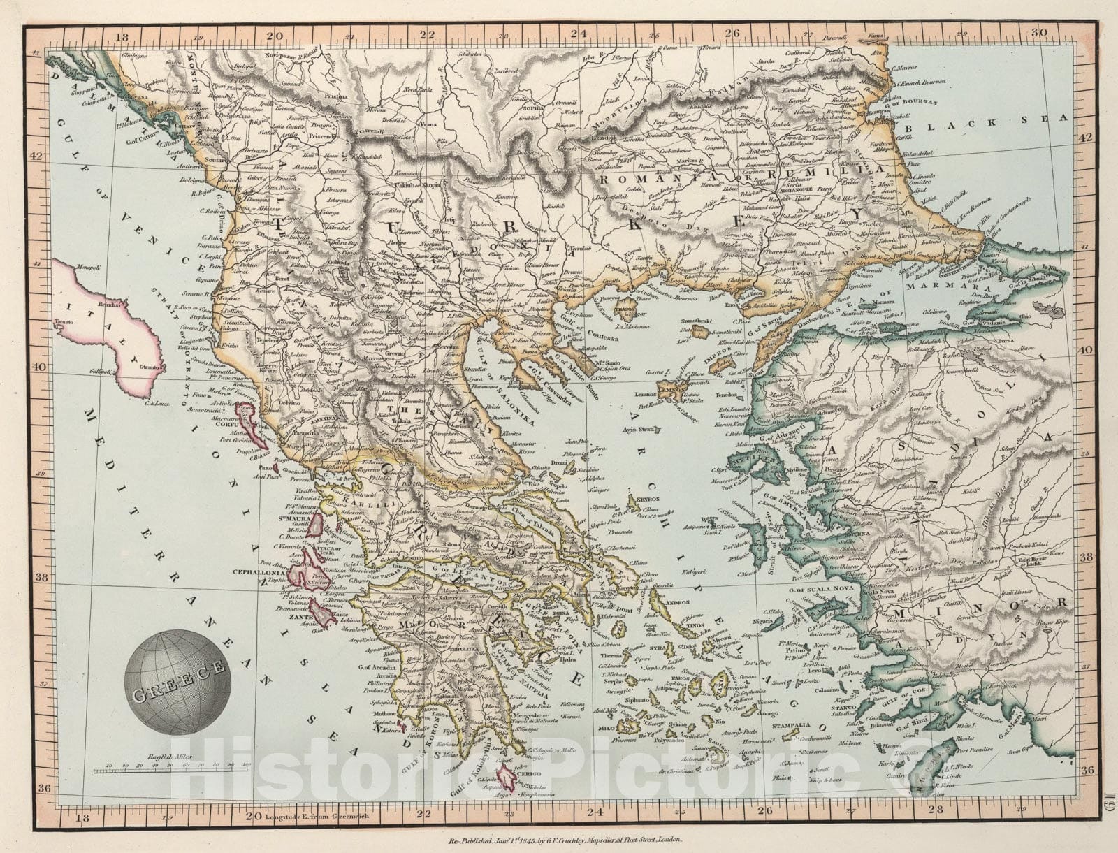 Historic Map : Greece, 1845, Vintage Wall Art – Historic Pictoric
