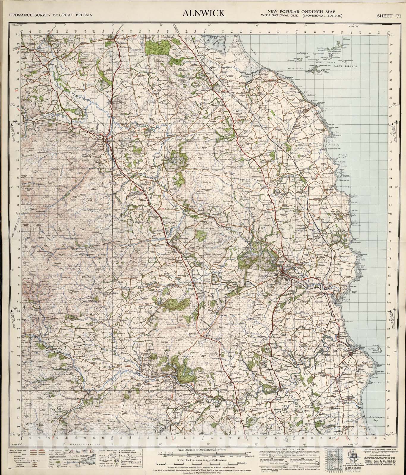 Historic Map : Sheet 71. Alnwick., 1947, Vintage Wall Art – Historic ...