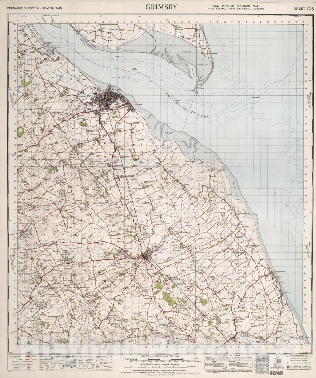 Historic Map : Sheet 105. Grimsby., 1946, Vintage Wall Art - Historic ...