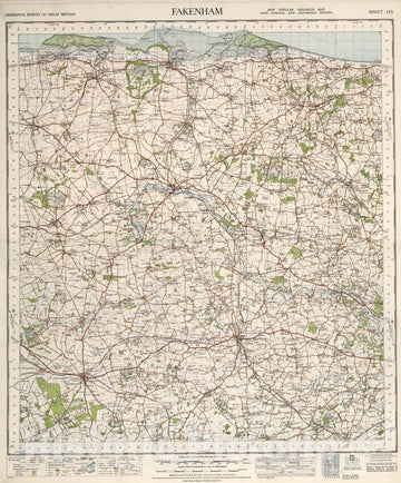 Historic Map : Sheet 125. Fakenham., 1946, Vintage Wall Art – Historic ...