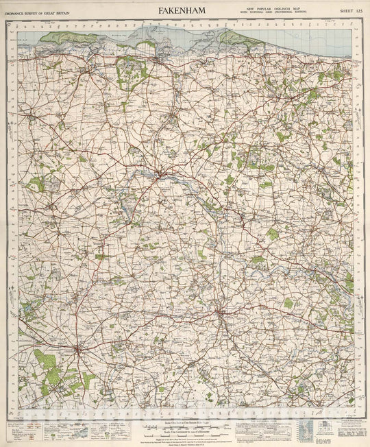 Historic Map : Sheet 125. Fakenham., 1946, Vintage Wall Art – Historic ...