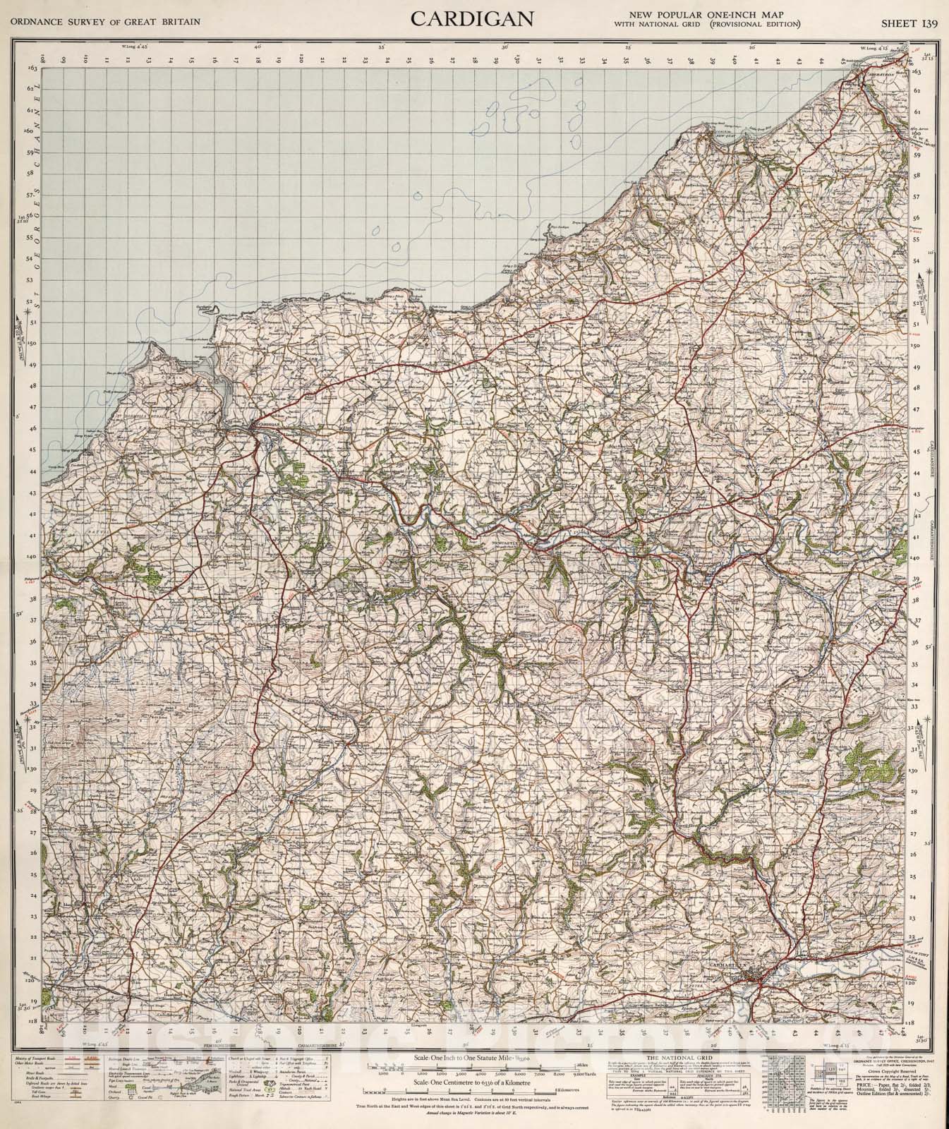 Historic Map : Sheet 139. Cardigan., 1947, Vintage Wall Art – Historic ...