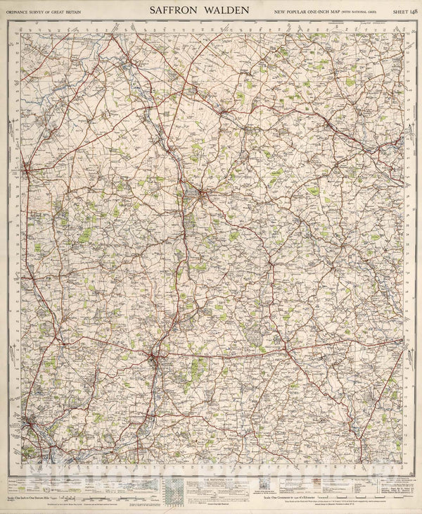 Historic Map : Sheet 148. Saffron Walden., 1946, Vintage Wall Art ...