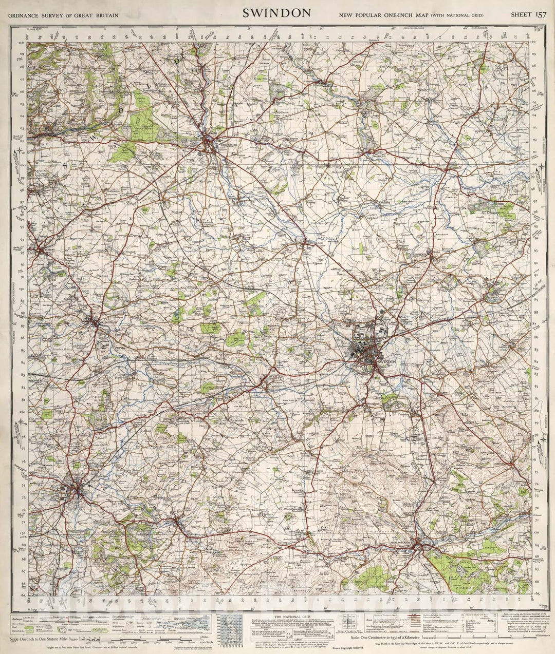Historic Map : Sheet 157. Swindon., 1940, Vintage Wall Art – Historic ...