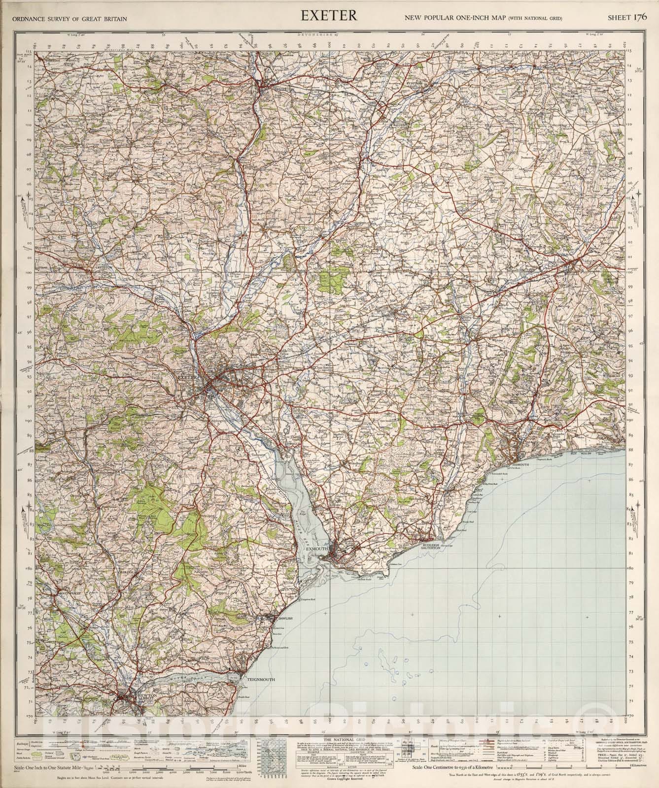 Historic Map : Sheet 176. Exeter., 1946, Vintage Wall Art – Historic ...