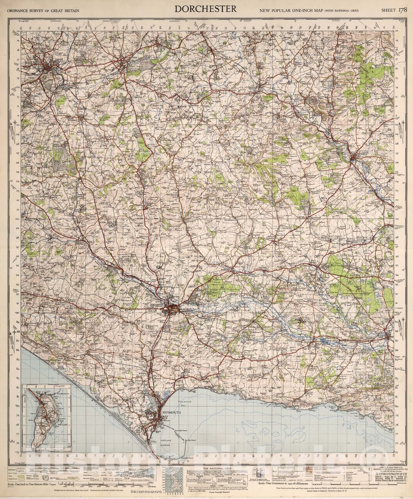 Historic Map : Sheet 178. Dorchester., 1945, Vintage Wall Art ...