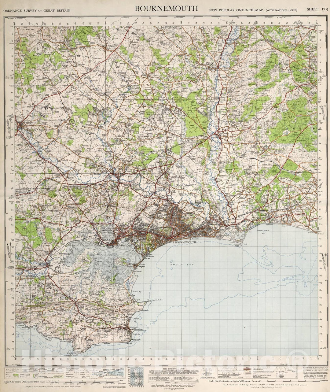 Historic Map : Sheet 179. Bournemouth., 1940, Vintage Wall Art ...