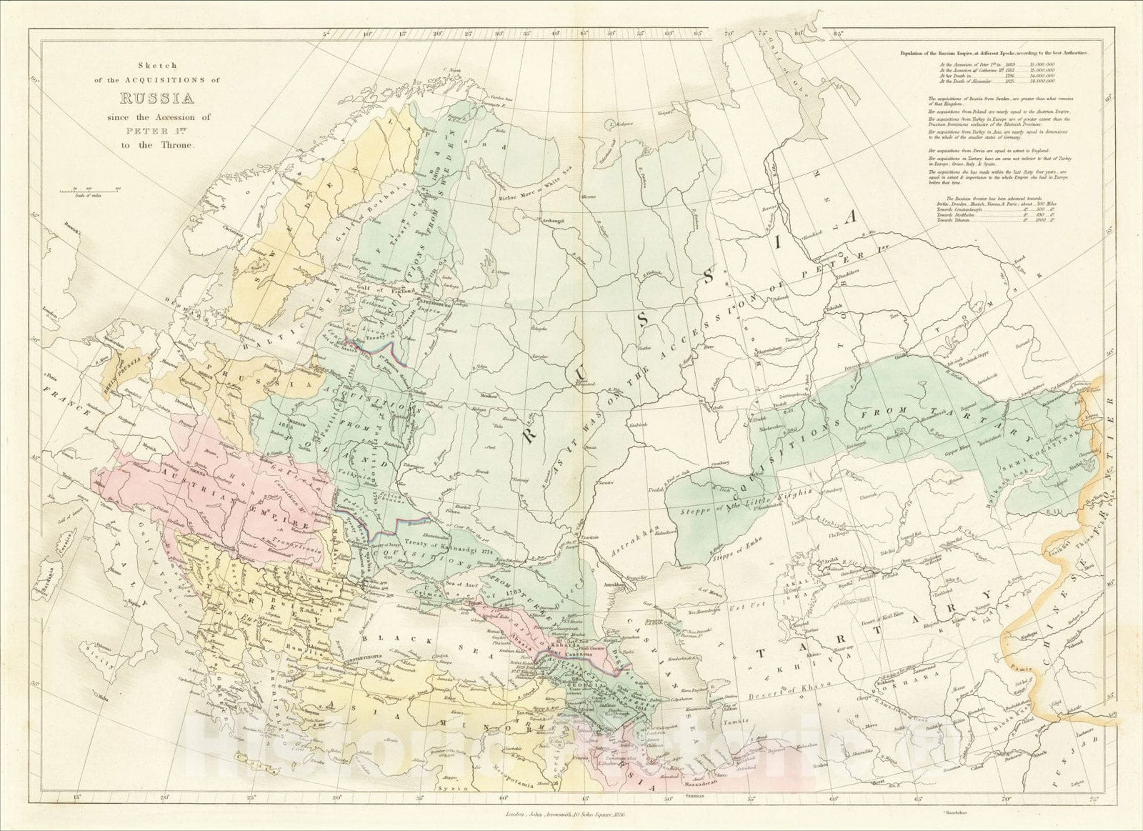 Historic Map : Sketch of the Acquisitions of Russia since the Accessio ...