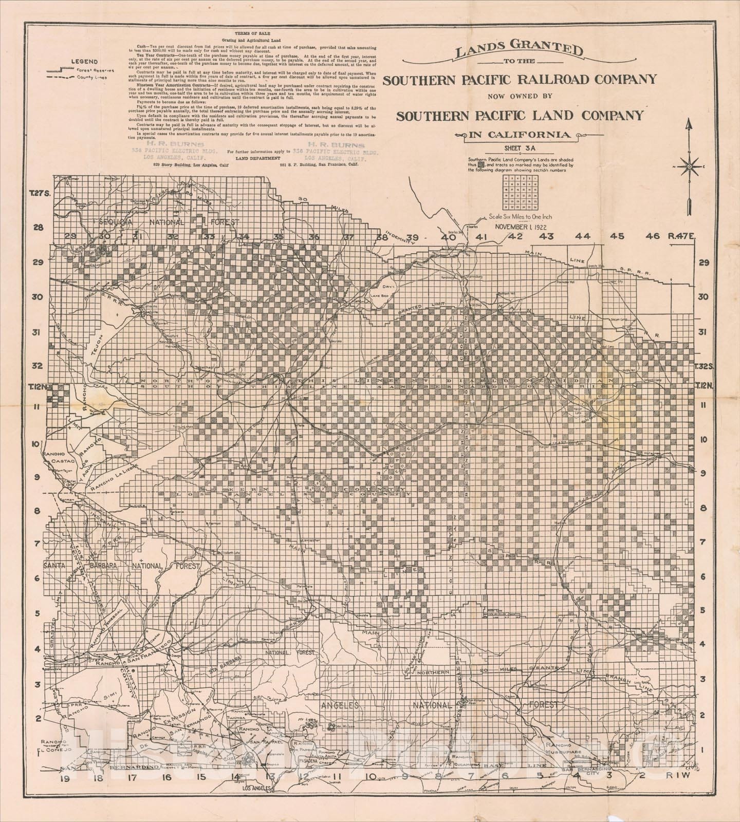 Historic Map : Lands Granted To The Southern Pacific Railroad Company ...