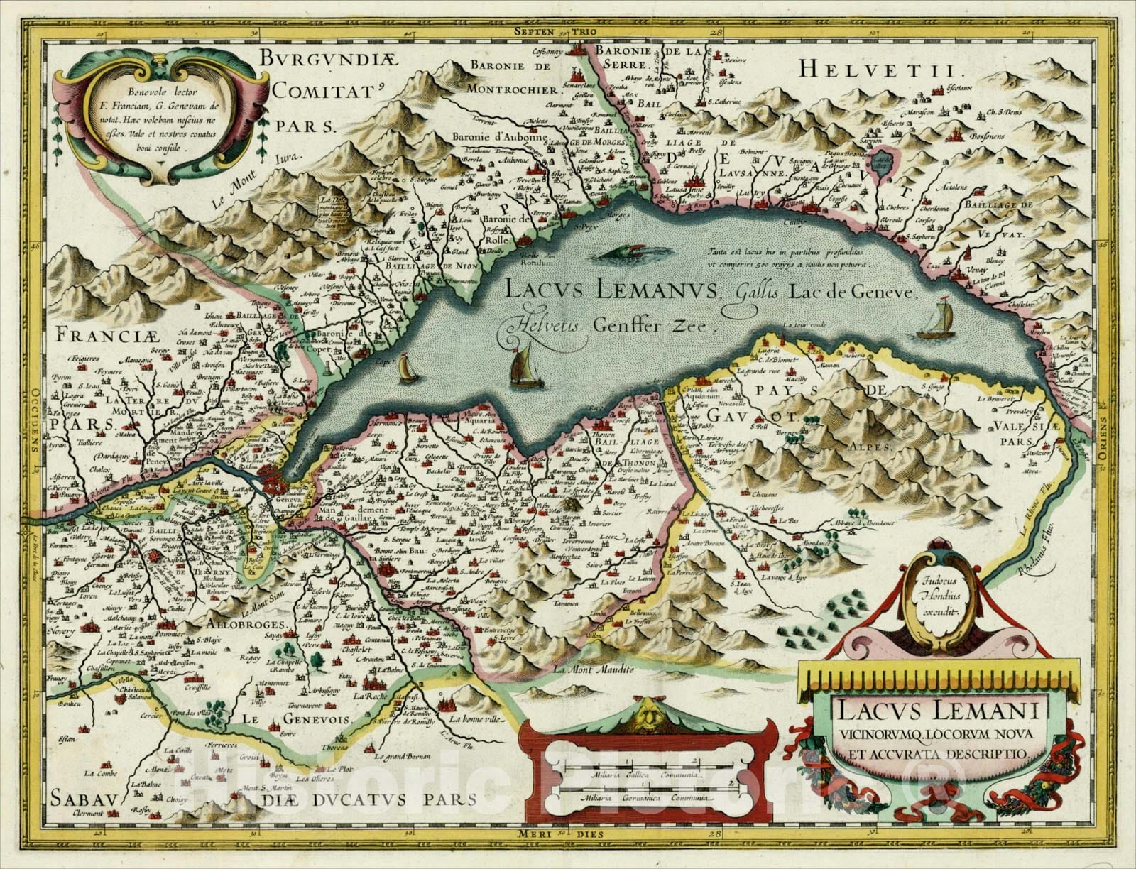 Historic Map : Lacus Lemani Vicinorumq. Locorum Nova et Accurata Descr ...