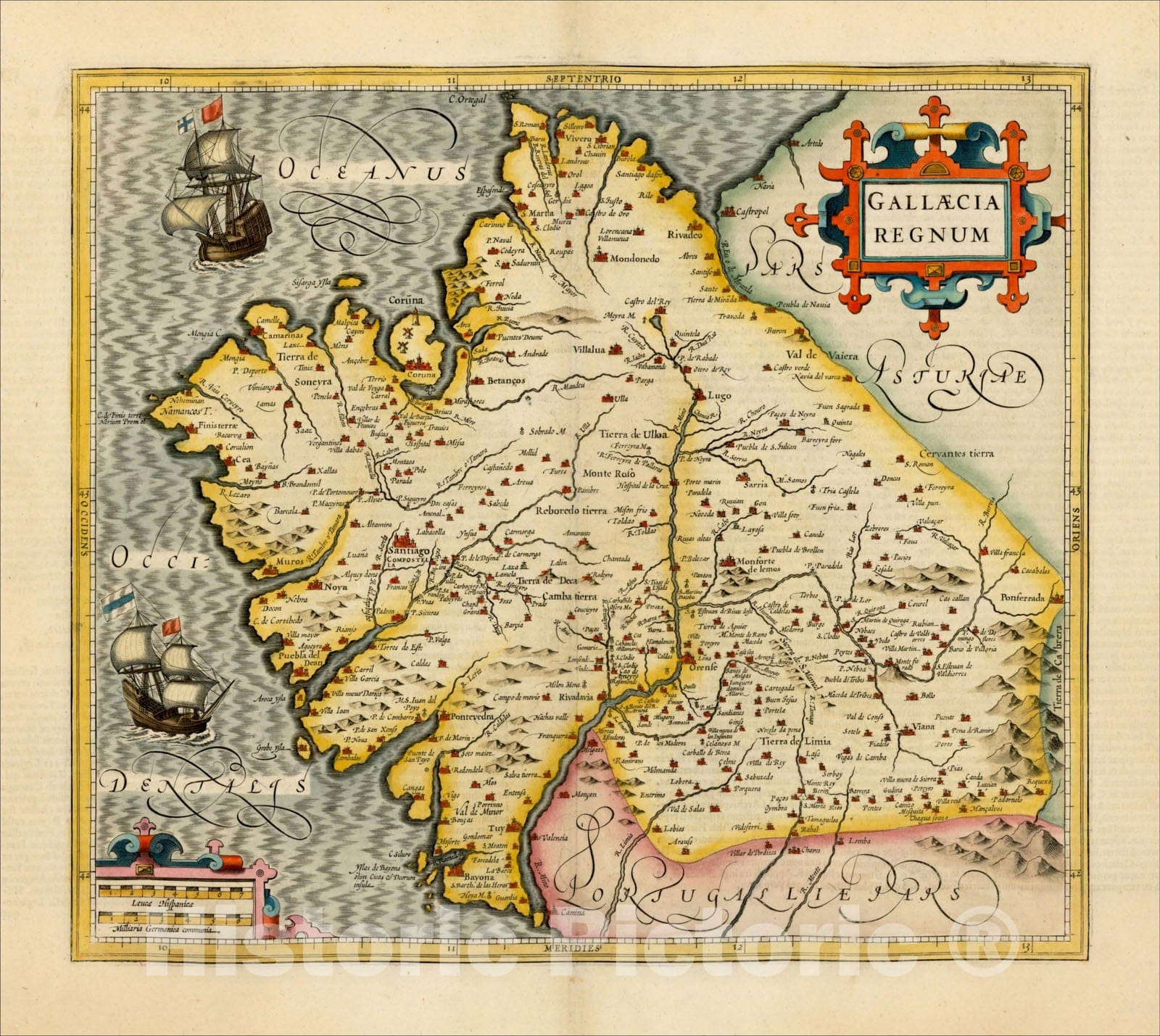 Historic Map : Gallaecia Regnum, c1613, Gerard Mercator, Vintage Wall ...
