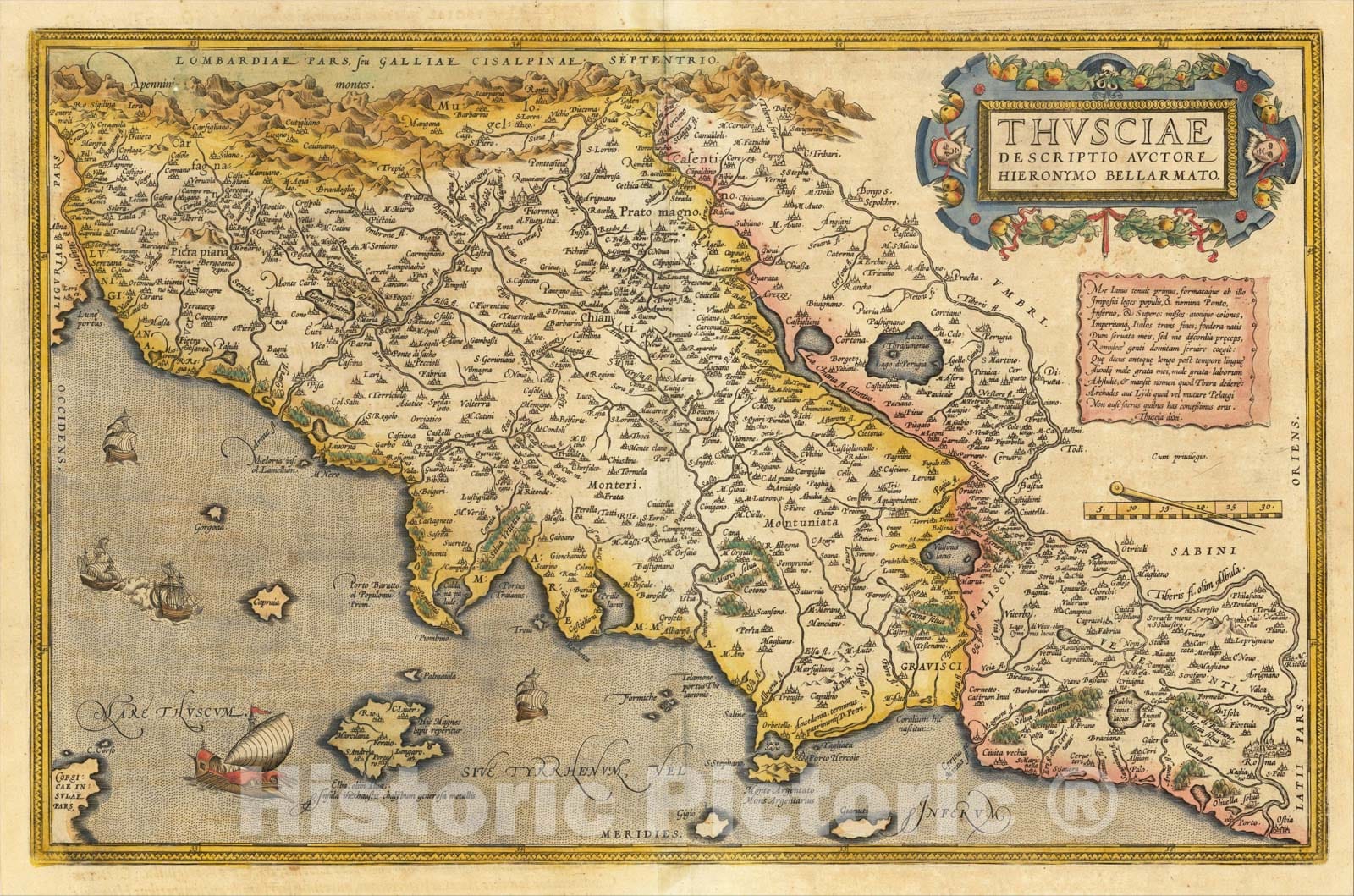Historic Map : Thusciae Descriptio Autctore Hieronimo Bellarmato, 1584 ...