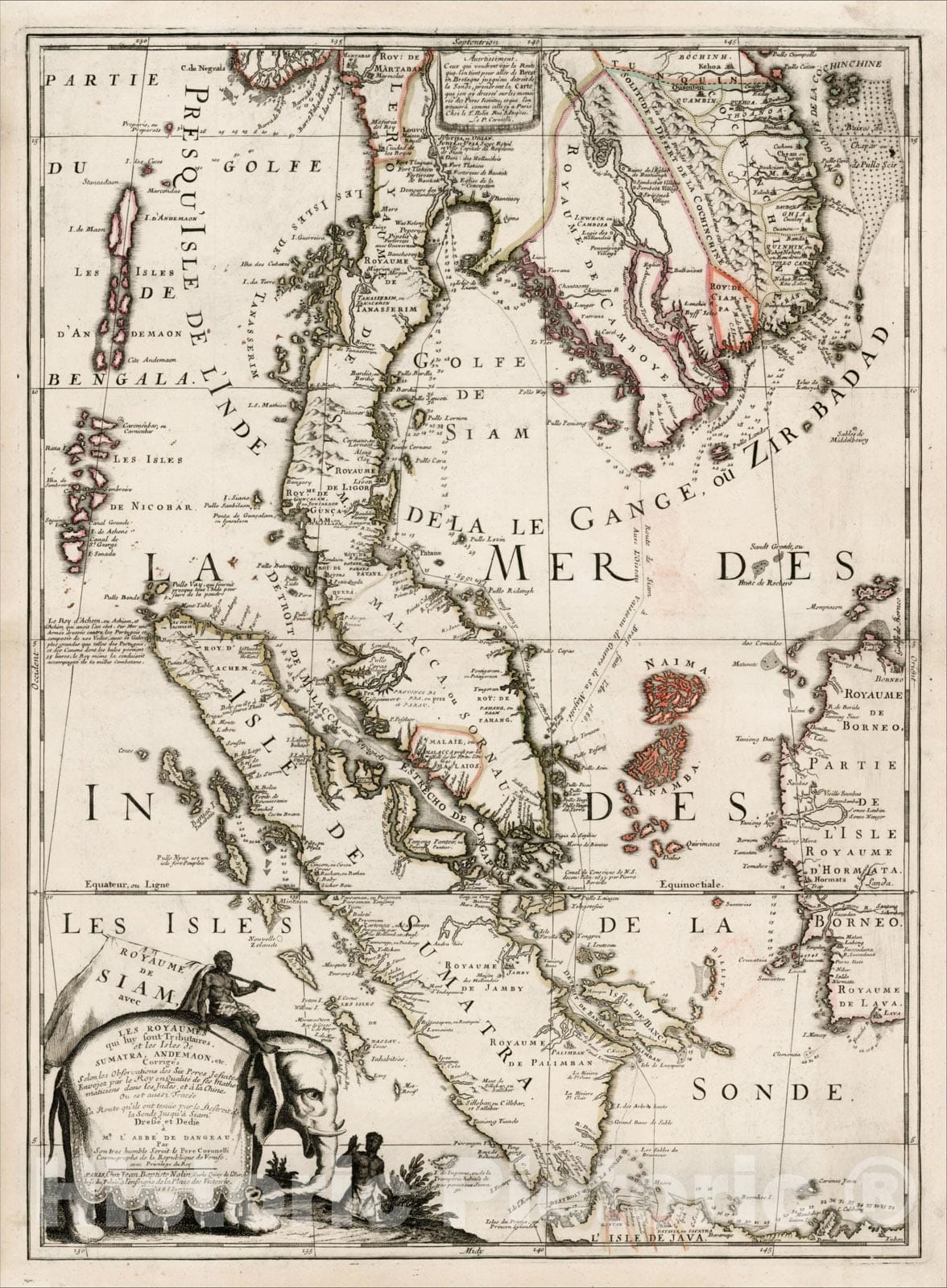 Historic Map : Royaume De Siam, avec Les Royaumes qui luy sont-Tributa ...