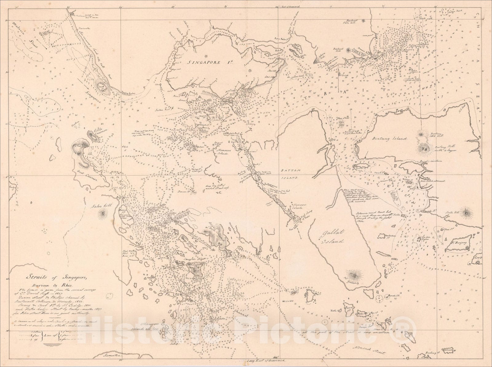 Historic Map : Straits of Singapore, Durian and Rhio, c1841, Anonymous ...