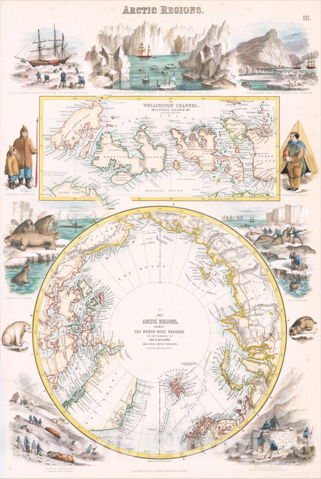 Historic Map : Arctic Regions, 1856, Archibald Fullarton & Co., Vintag ...