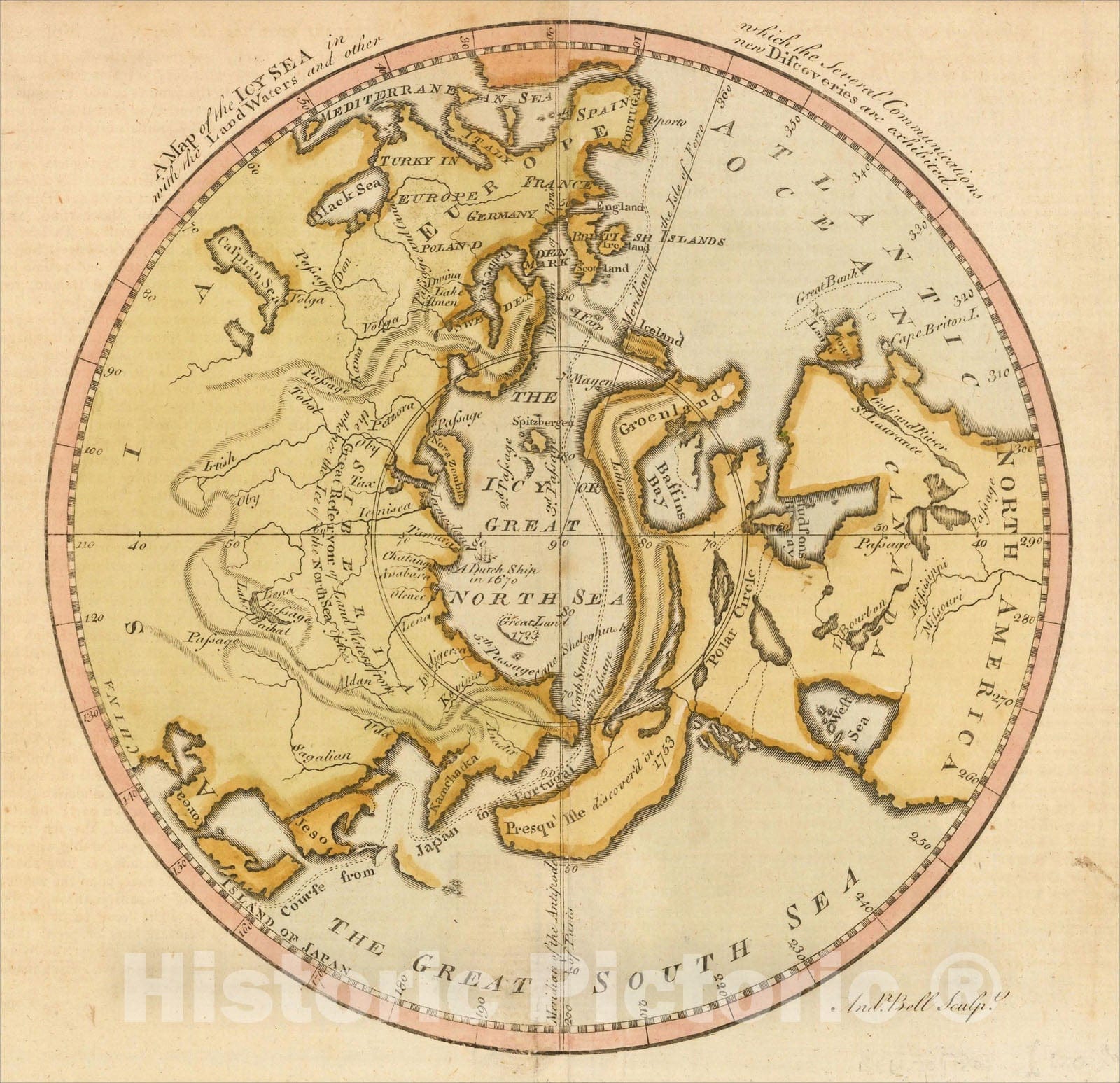 Arctic Regions Northwest Passage Exploration 1770 Map – Historic Pictoric