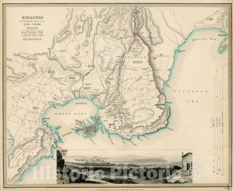Historic Map : Syracuse with the Remaining Vestiges of the Five Cities ...