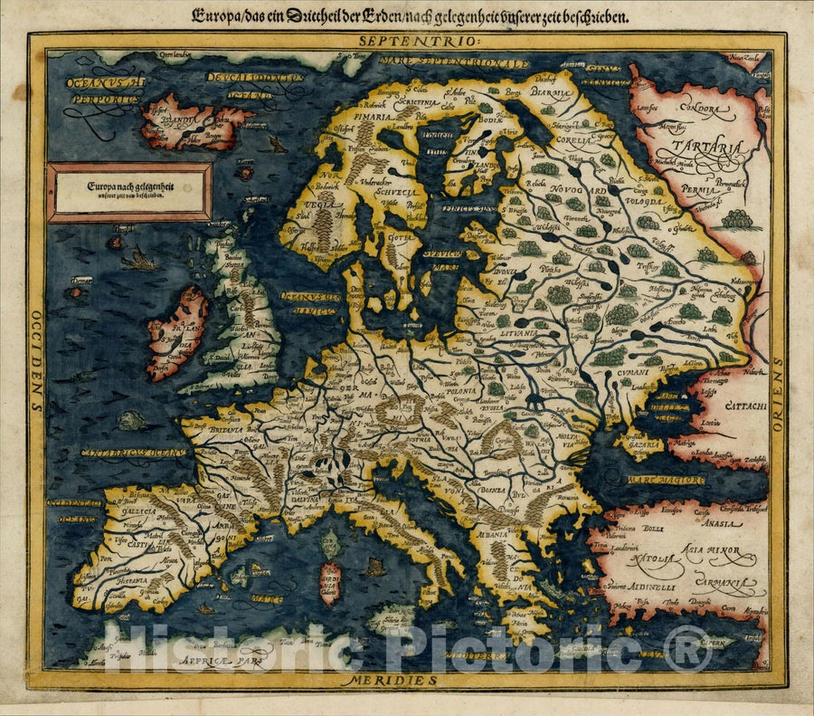 Historic Map : Europa, Europe, c1588, Sebastian M?nster, Vintage Wall ...