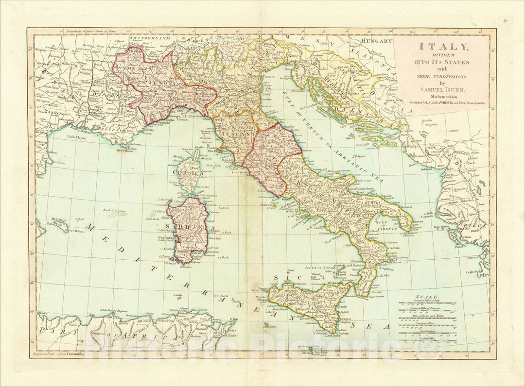 Historic Map : Italy, Divided Into Its States with Their Subdivisions ...