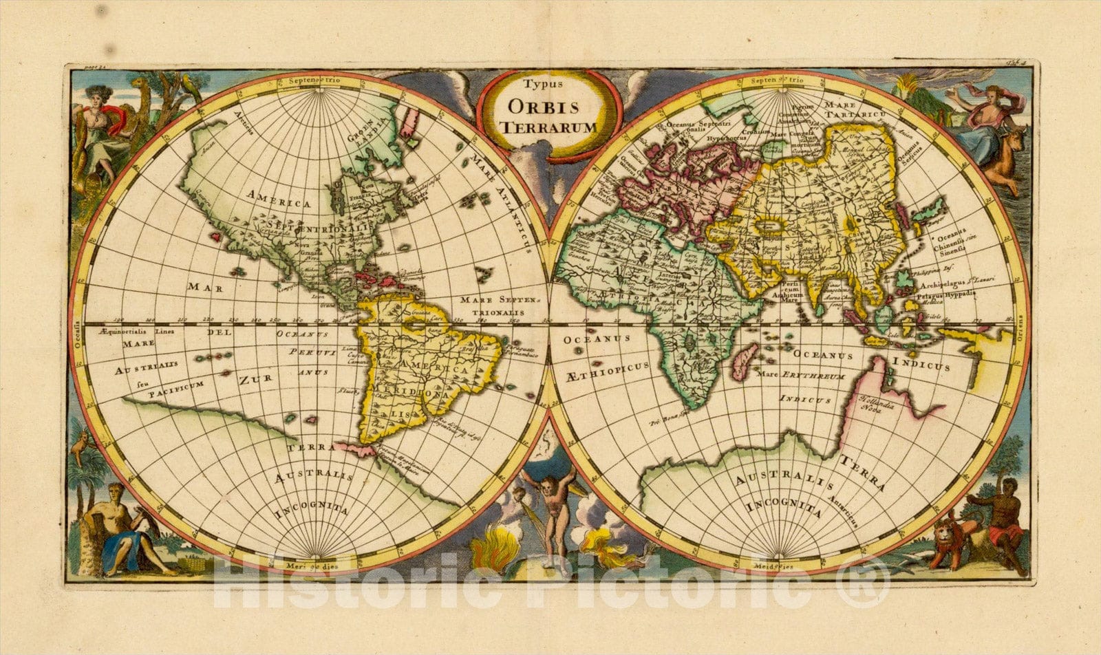 Historic Map : Typus Orbis Terrarum, 1670, Philipp Cl?ver, v1, Vintage ...
