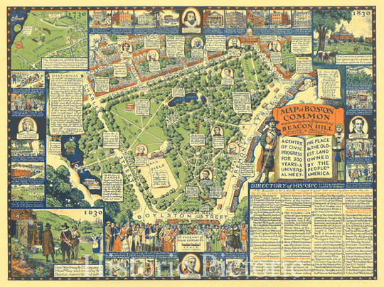 Historic Map : Map of the Boston Common With Surrounding Streets and A ...