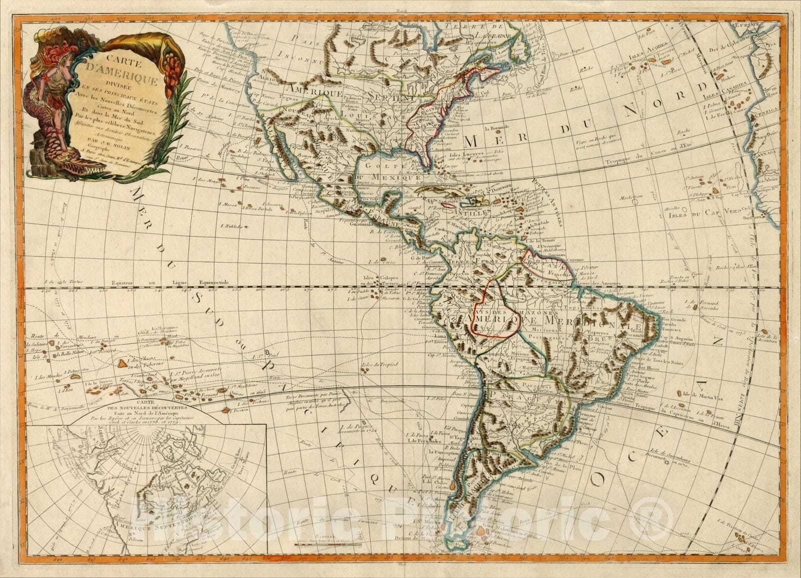 Historic Map : Carte D'Amerique divisee en ses Principaux Etats, 1792 ...
