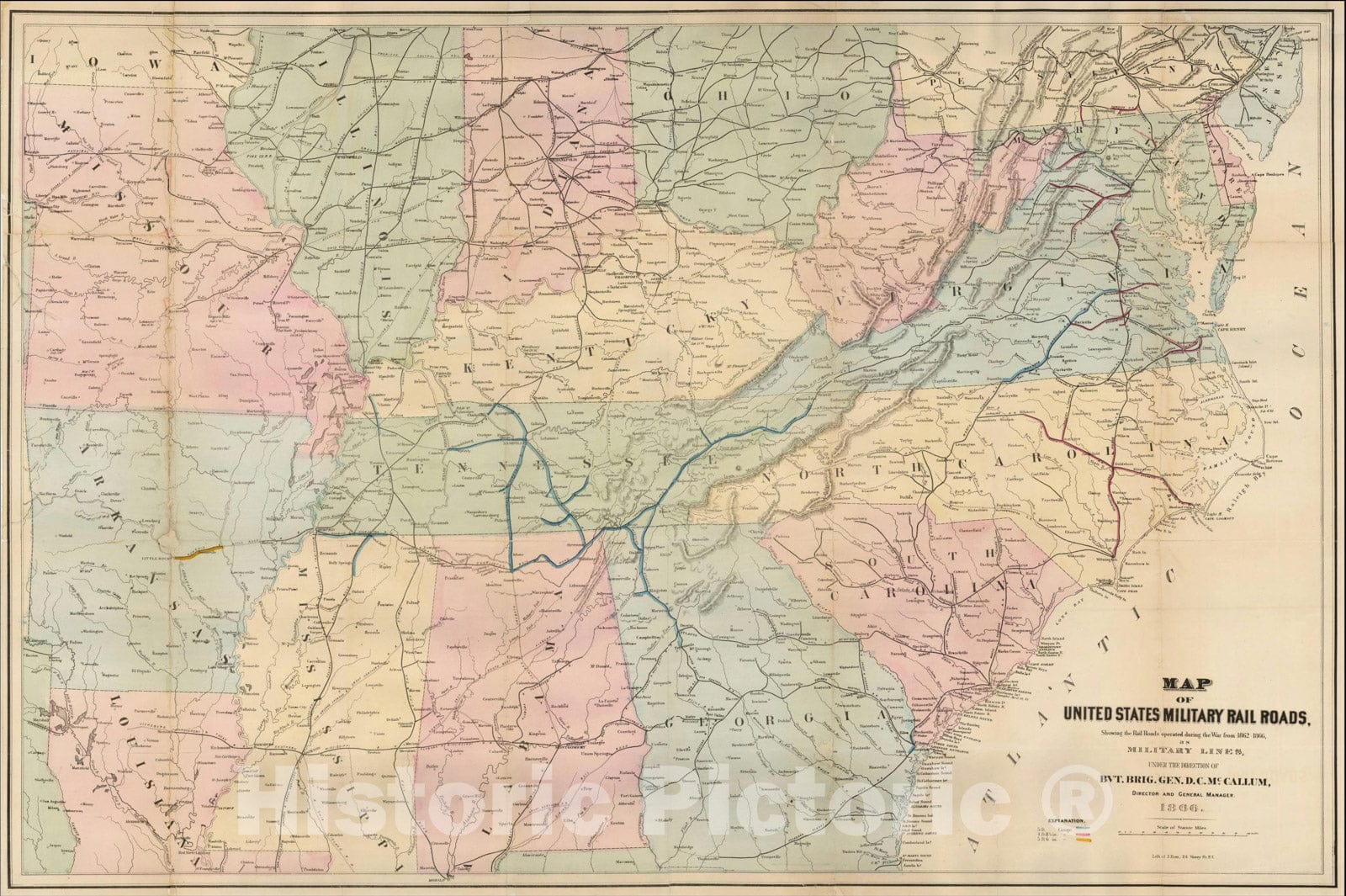 Historic Map : Map of the United States Military Rail Roads, Showing R ...