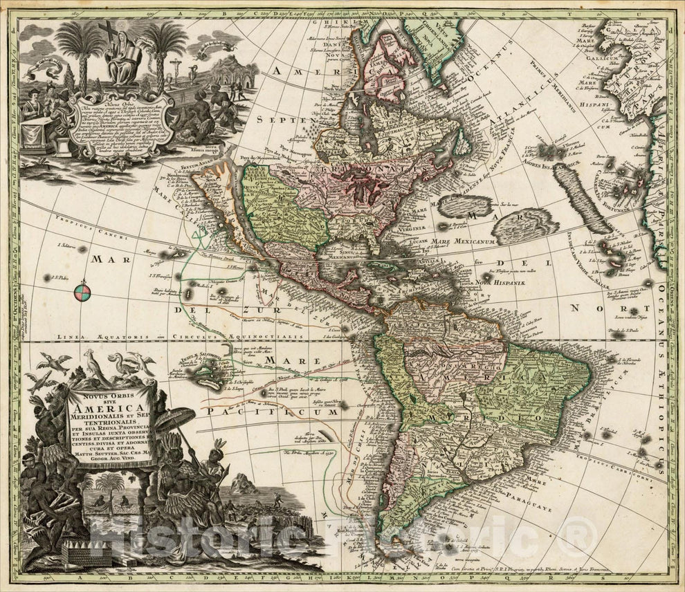 Historic Map : Novus Orbis Sive America Meridionalis et Septentrionali ...