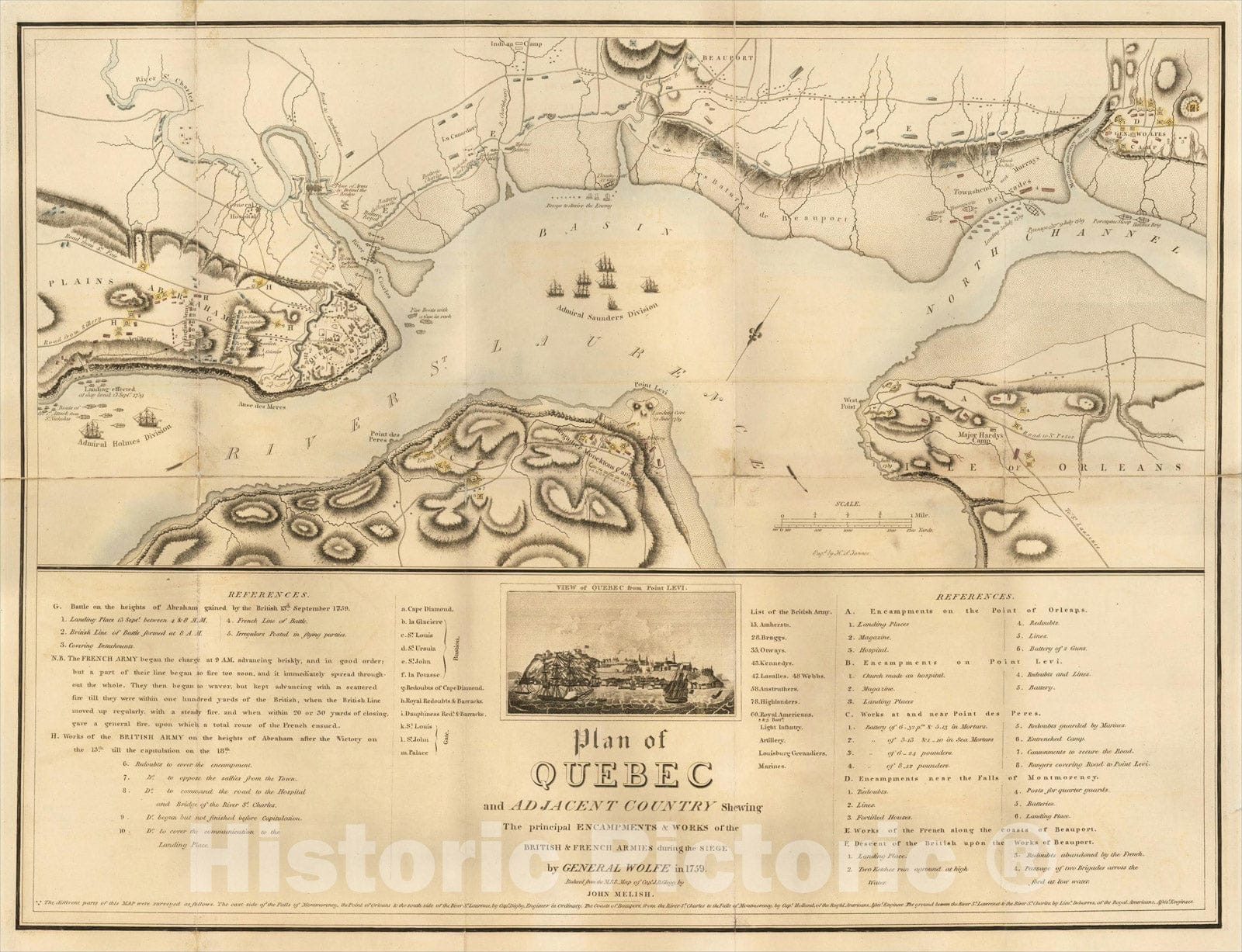 Historic Map : Plan of Quebec and Adjacent Country Shewing The princip ...