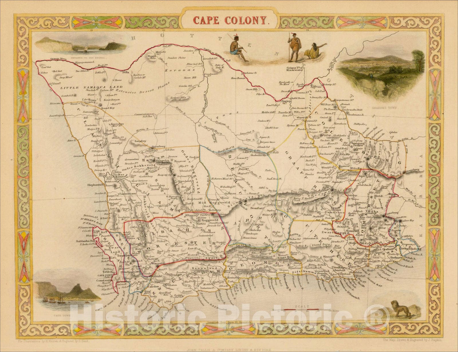 Historic Map : Cape Colony, 1851, John Tallis, v2, Vintage Wall Art ...