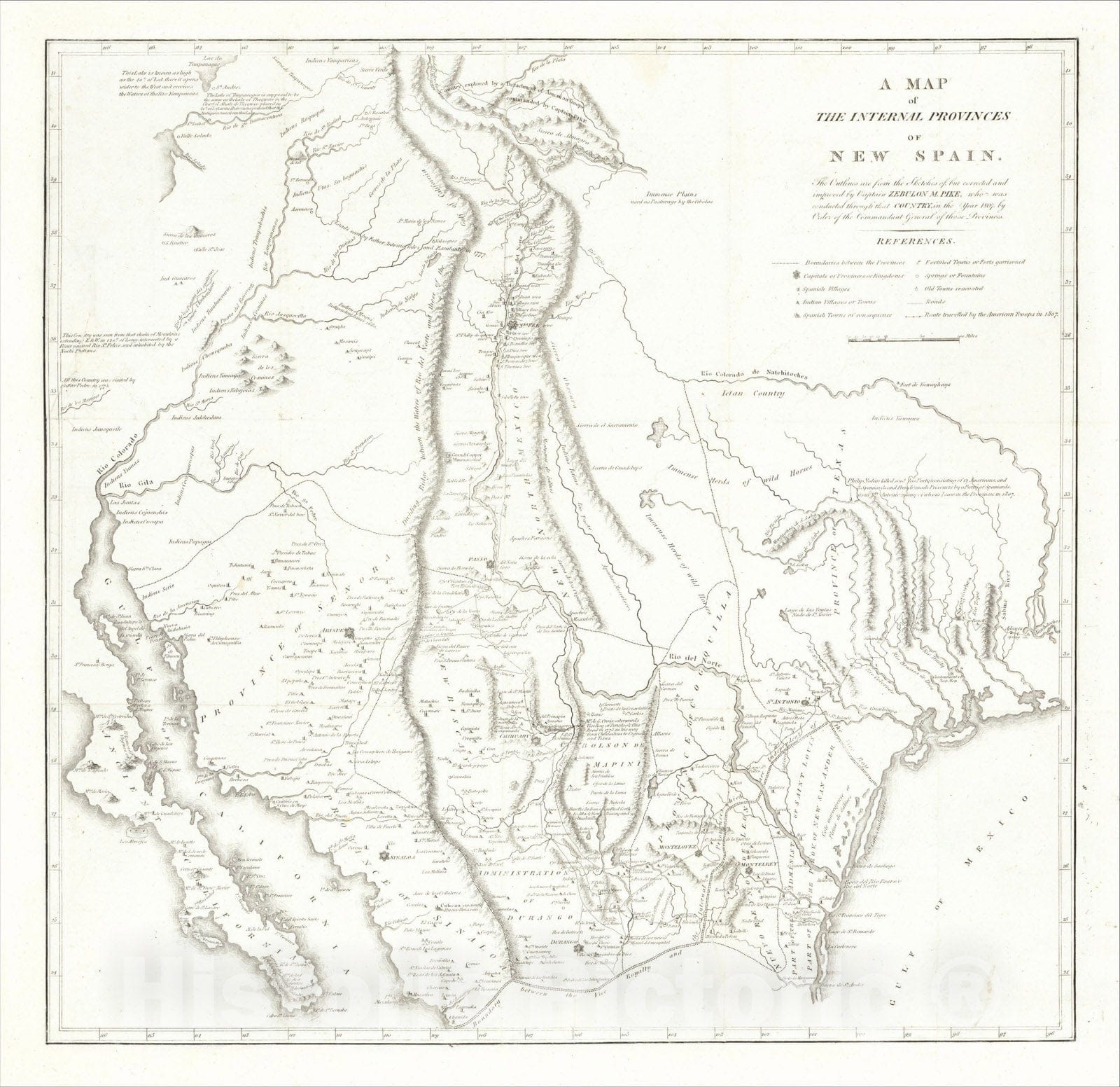 Historic Map : A Map of the Internal Provinces of New Spain , 1810, Ze ...