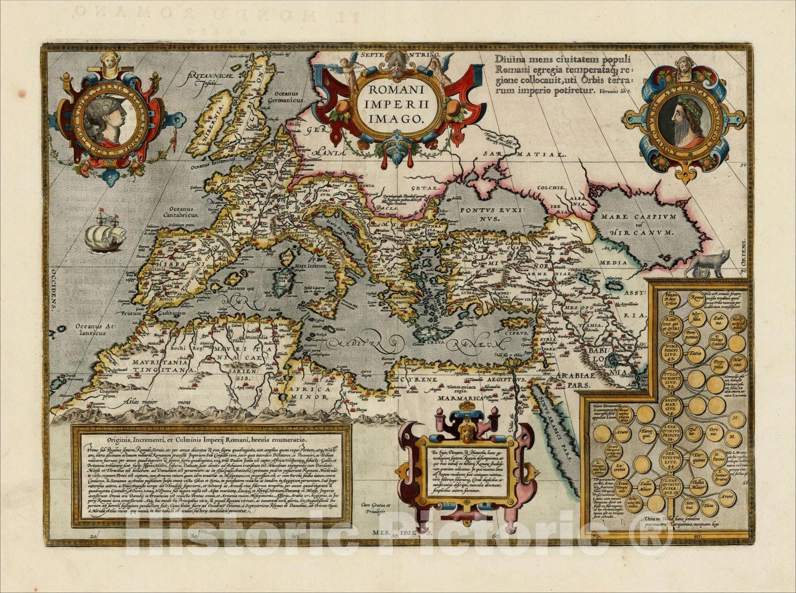 Historic Map : Romani Imperii Imago, 1609, Abraham Ortelius, Vintage W ...