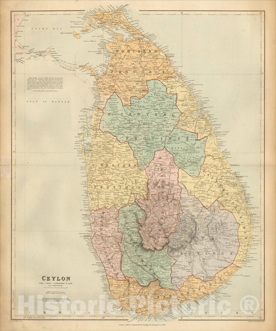 Historic Map : Ceylon, 1896, Edward Stanford, Vintage Wall Art ...