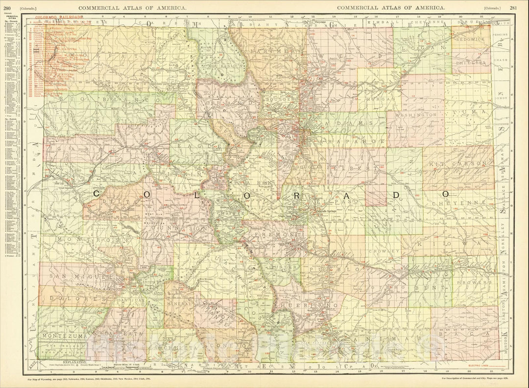 Historic Map : Colorado, 1898, Rand McNally & Company, Vintage Wall Ar ...