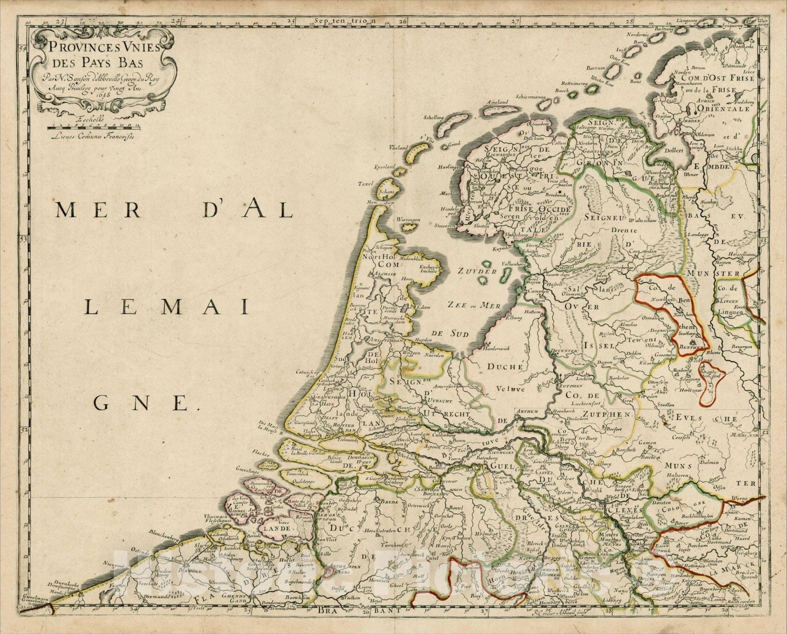 Historic Map : Provinces Unies Des Pays Bas, 1648, 1648, , Vintage Wal ...