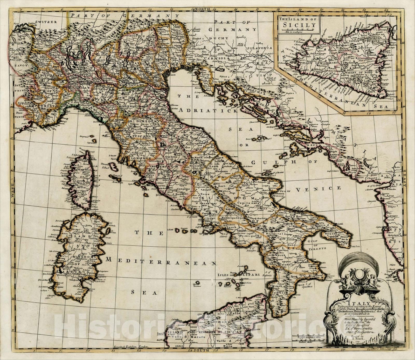 Historic Map : Italy. Distinguished according to the Extent of all the ...