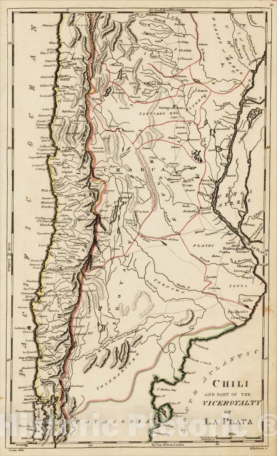 Historic Map : Chili and Part of the Viceroyalty of La Plata, 1814, Ma ...