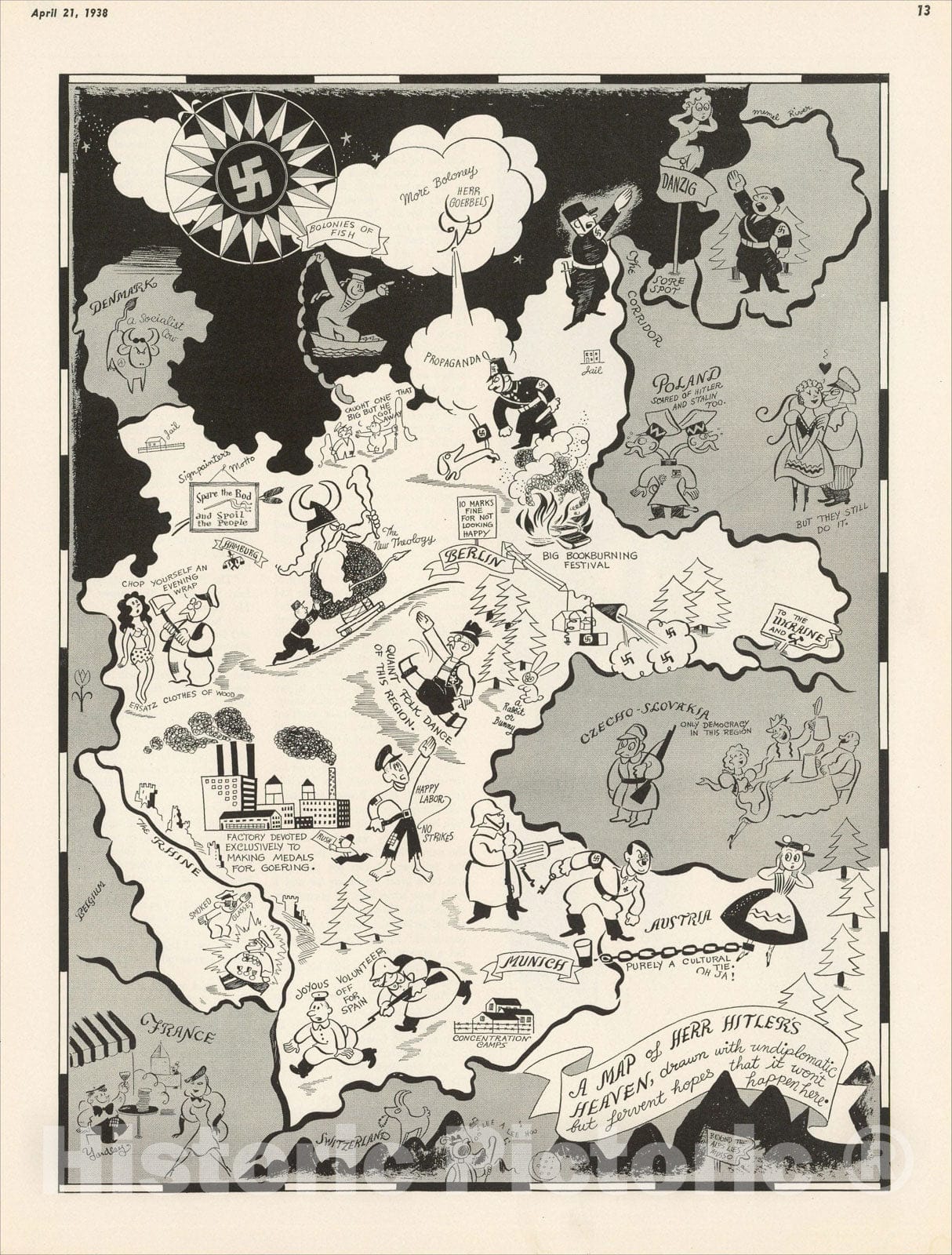 Historic Map : A Map of Herr Hitler's Heaven, drawn with undiplomatic ...