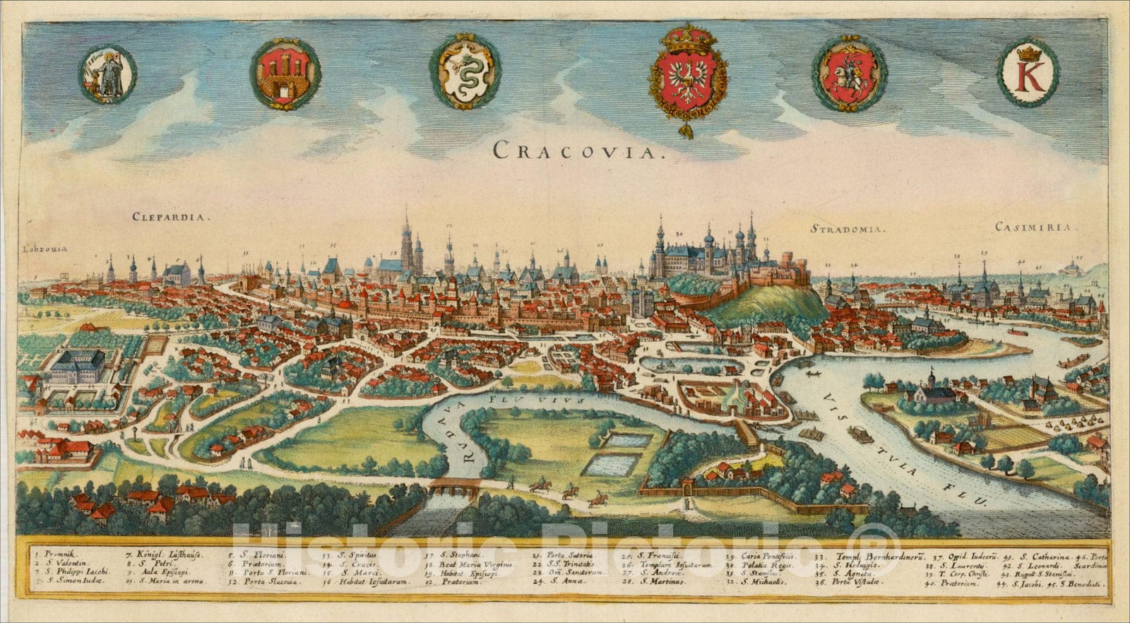 Historic Map : Cracovia, 1640, Matthaus Merian, Vintage Wall Art ...