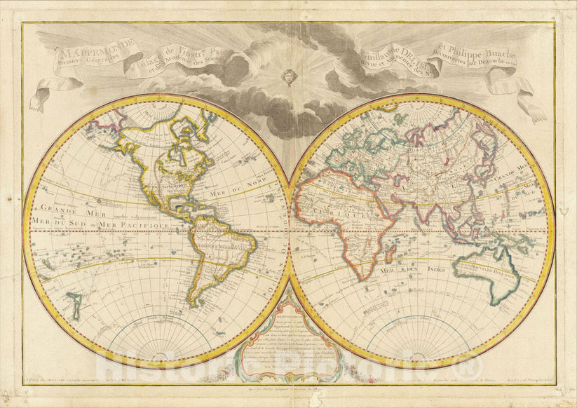 Historic Map : Mappemonde a l'usage de l'Instr, 1792, Jean-Claude Deza ...