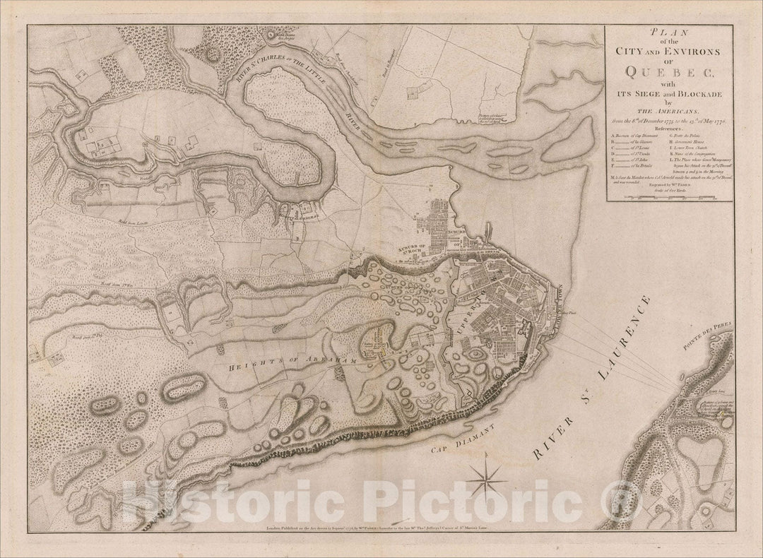 Historic Map : Plan of the City and Environs of Quebec with its Siege ...